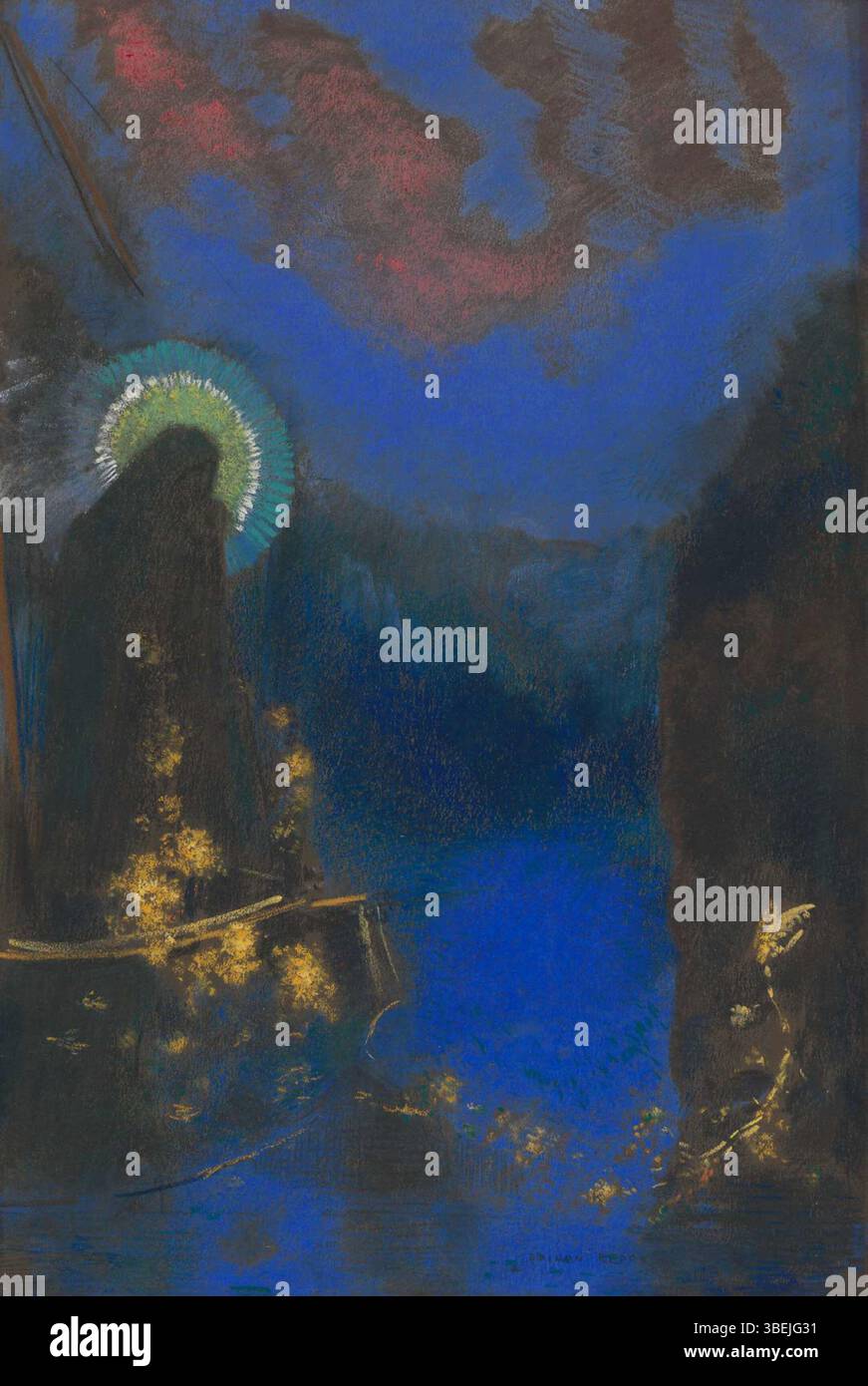Odilon Redon’s 1898 pastel work, originally titled *La Bargue*, depicts ...