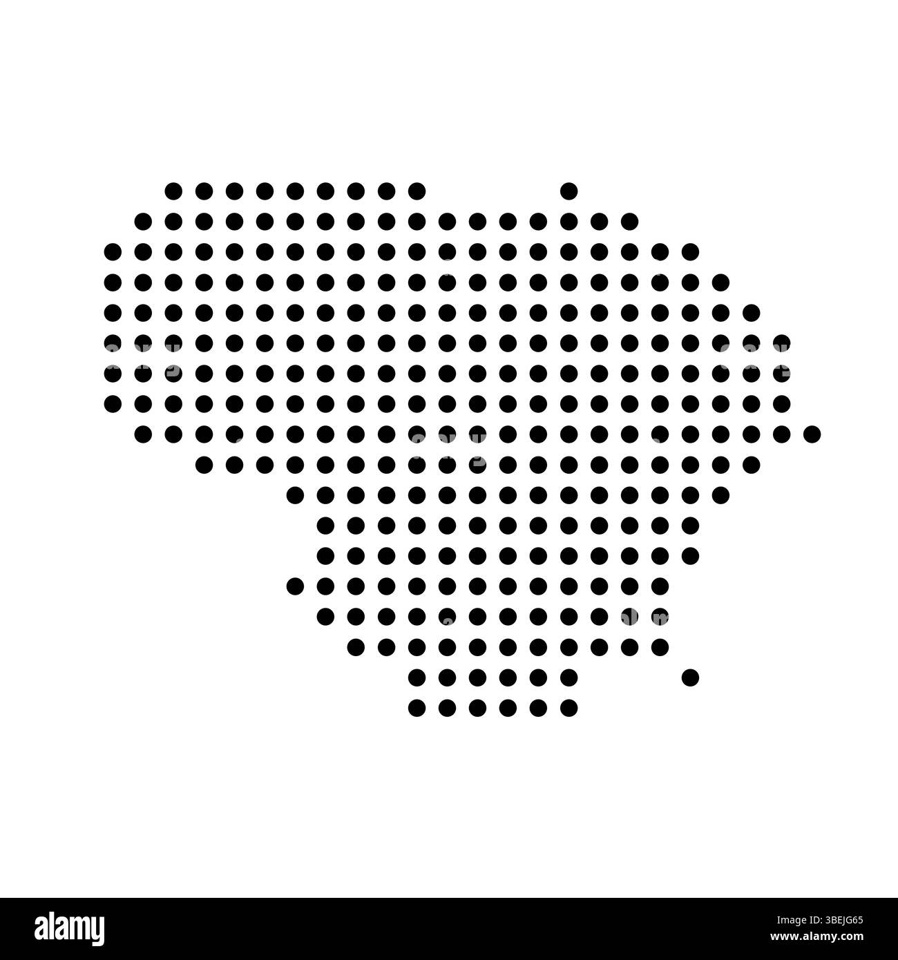 Lithuania country dotted map. Black spot pixel illustration isolated on white background. Vector ...