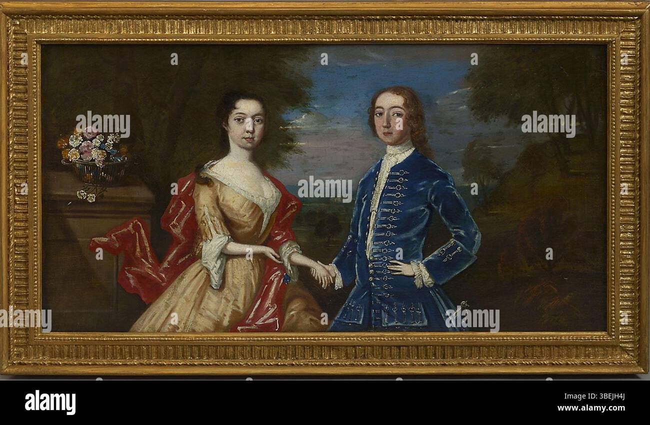 This 1723 marriage portrait depicts Matthew Lister and Grace Lady ...