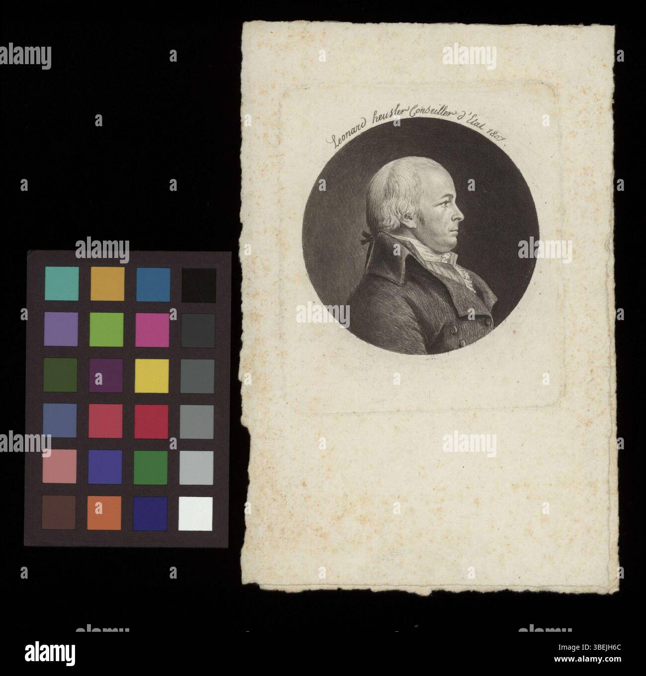 Physionotrace engraving of Leonard Heusler, State Councillor, created ...