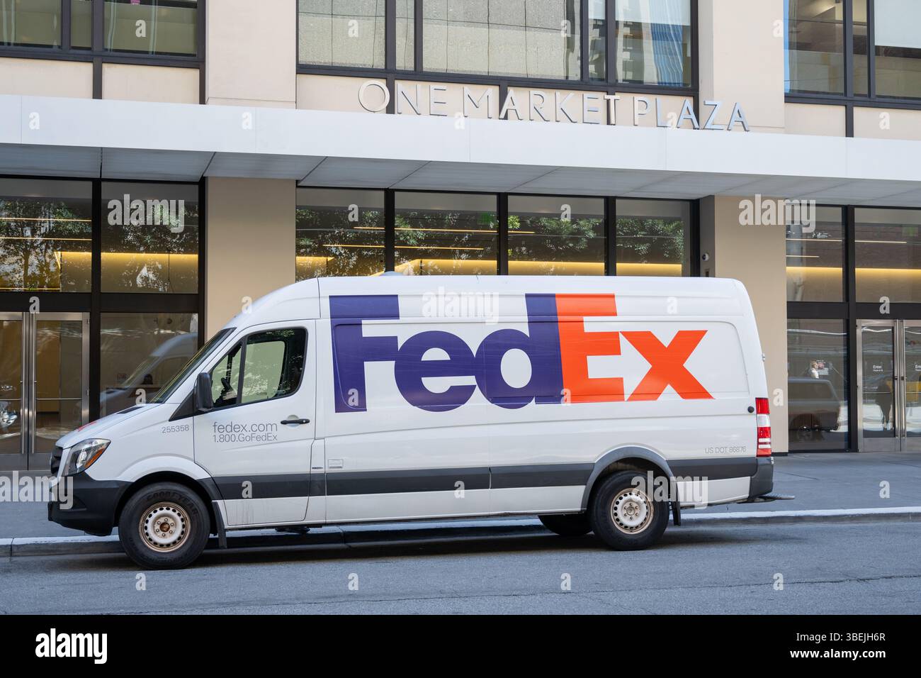 FedEx delivery van parked in front of One Market Plaza, San Francisco ...