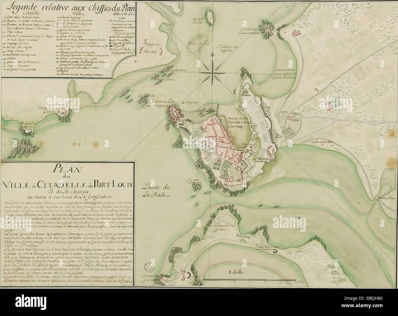 Plan of the city and citadel of Port-Louis, dated 1758, created by an ...
