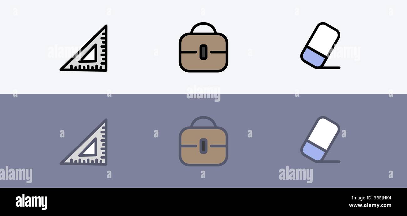 Modern education and school vector symbol set - geometry, bag and ...