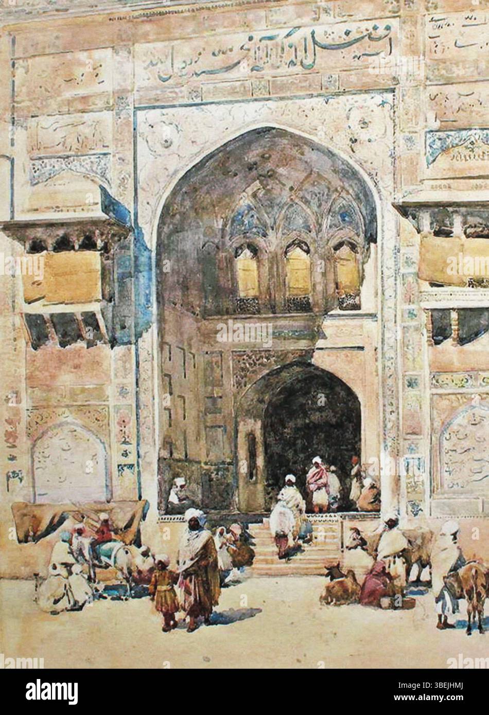 This 1891 watercolor by Robert Weir Allan depicts figures on the steps ...