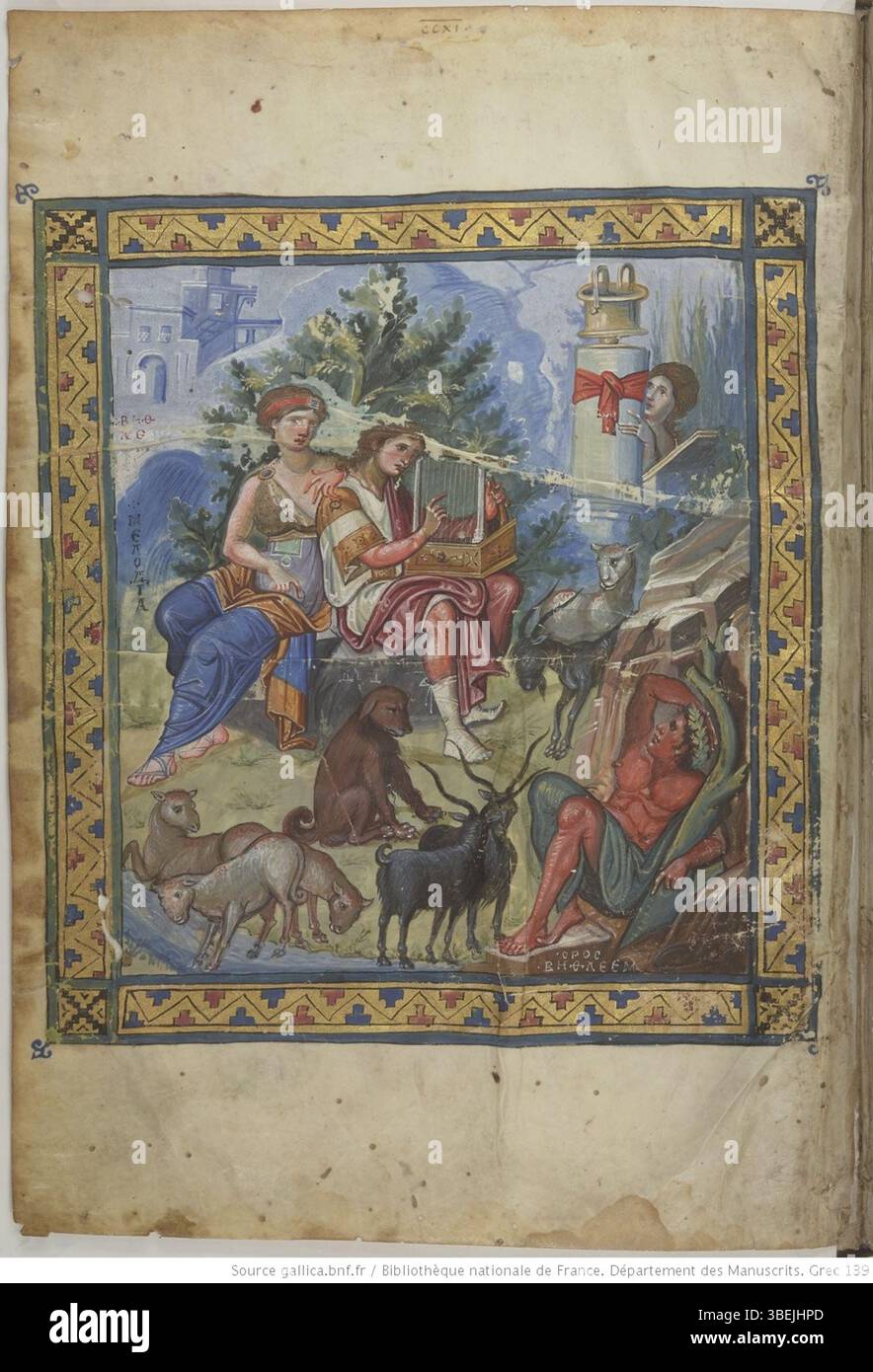 Miniature 1 from manuscript Grec 139, dated January 950, depicts David ...