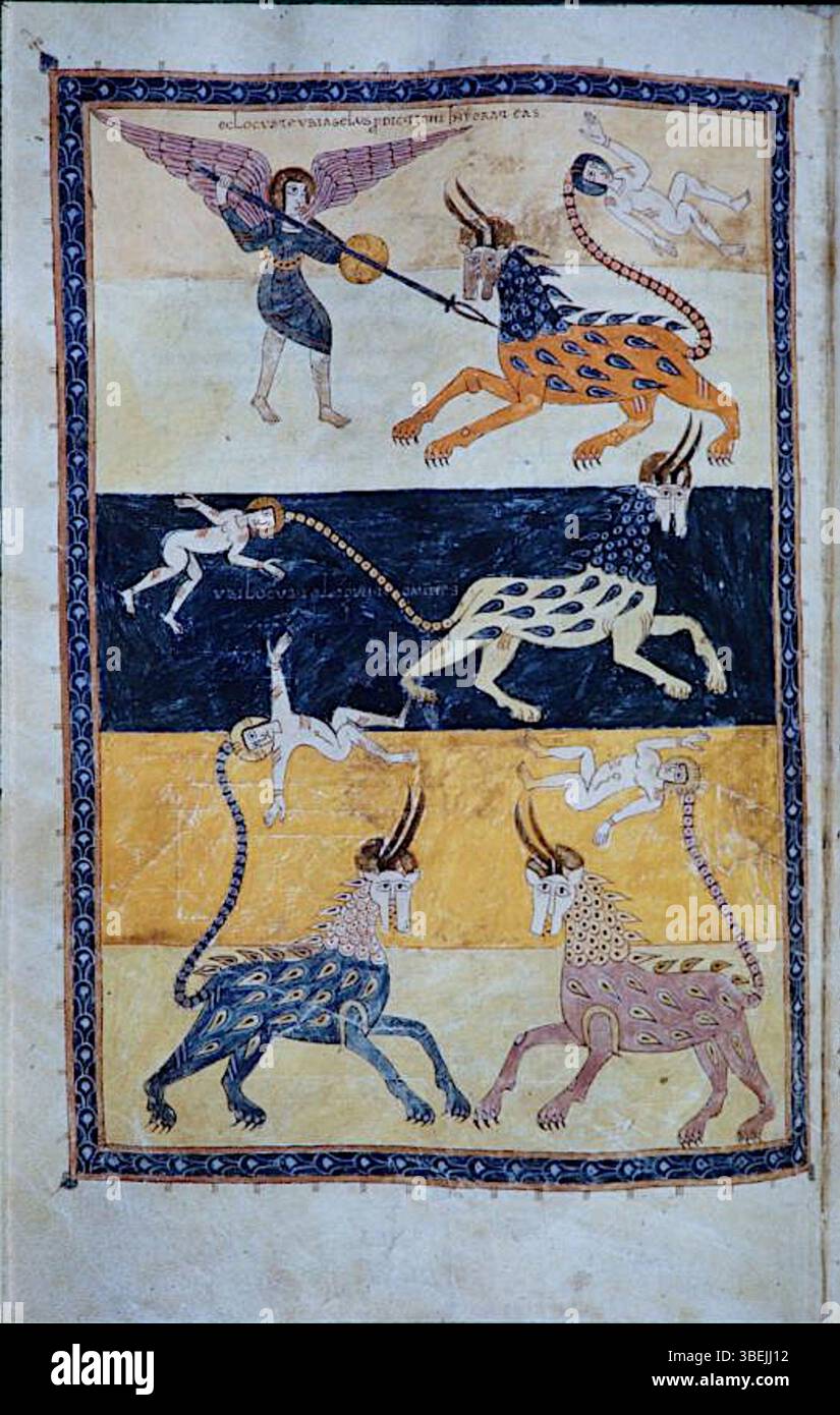 This illumination from the *Gerona Beatus*, painted by Emeterius in ...