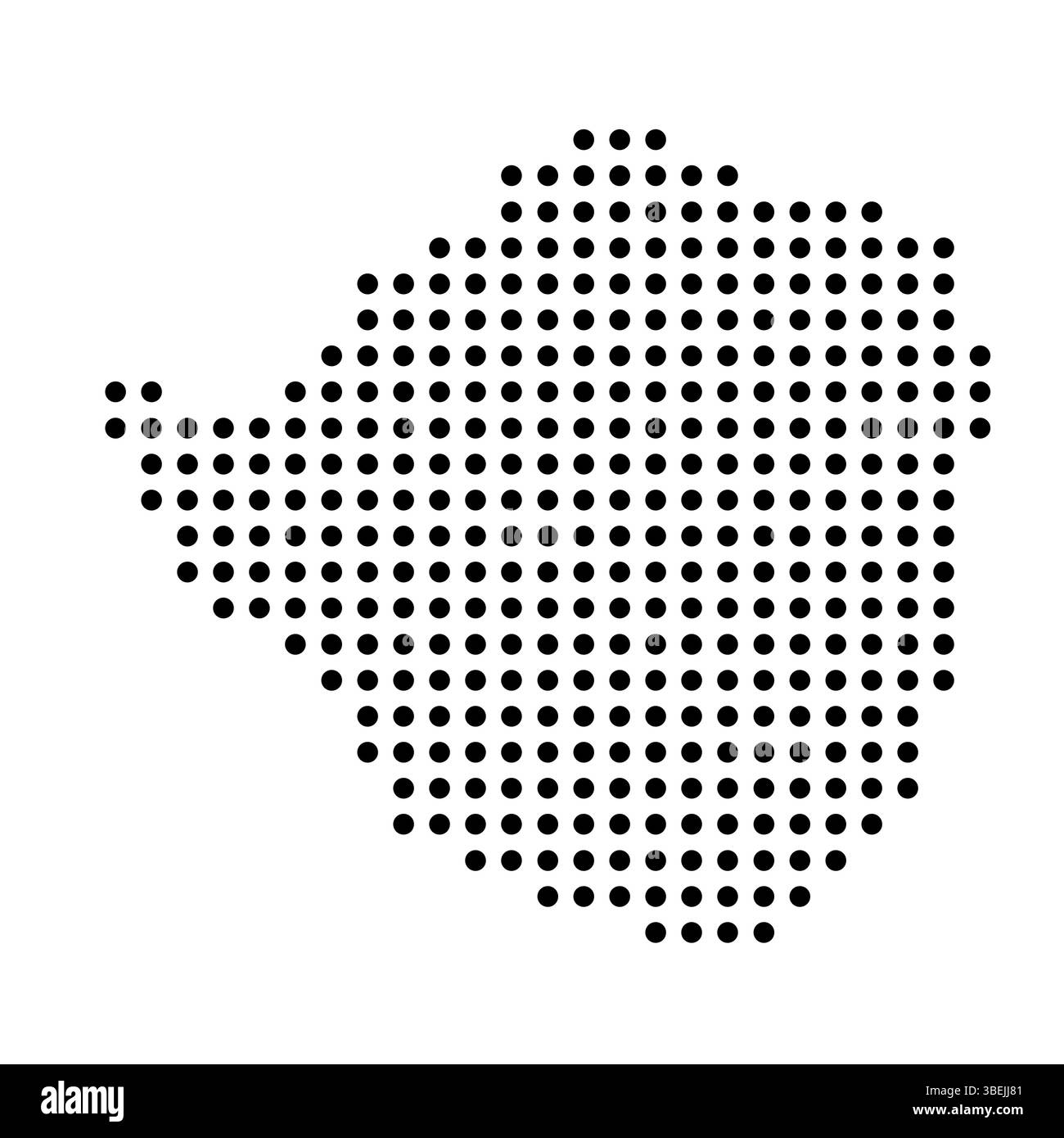 Zimbabwe country dotted map. Black spot pixel illustration isolated on ...