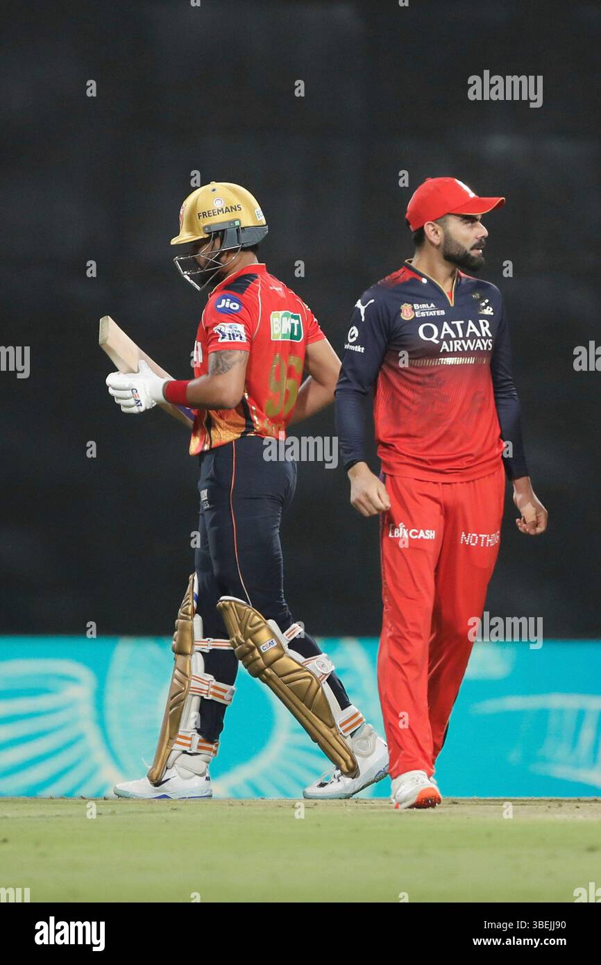 Punjab Kings' captain Shreyas Iyer, left, walks off the field after ...