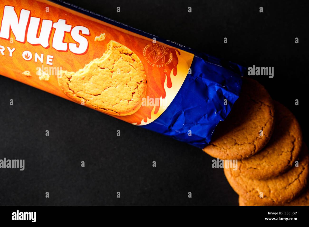 London UK, May 29 2025, Packet Of Traditional McVities Spicy Ginger Nut ...