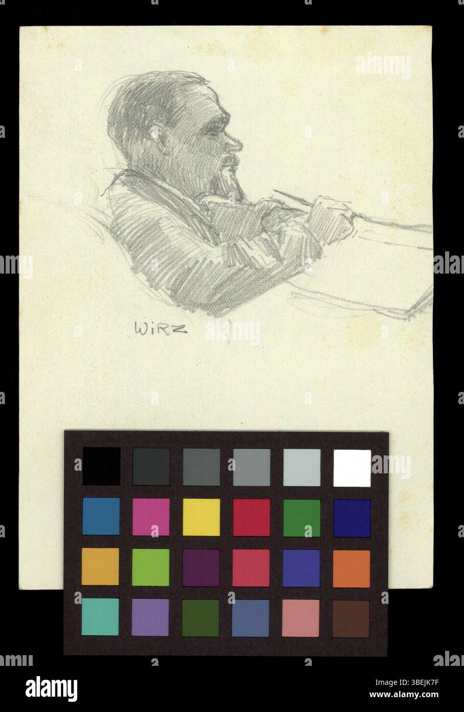 This pencil drawing from 1916 to 1918 depicts Emil Wirz-Strub, a figure ...