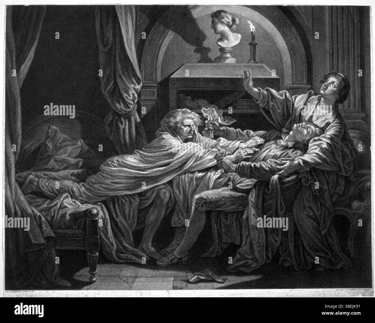 This artwork by Jean Charles Le Vasseur depicts a dramatic scene of a ...