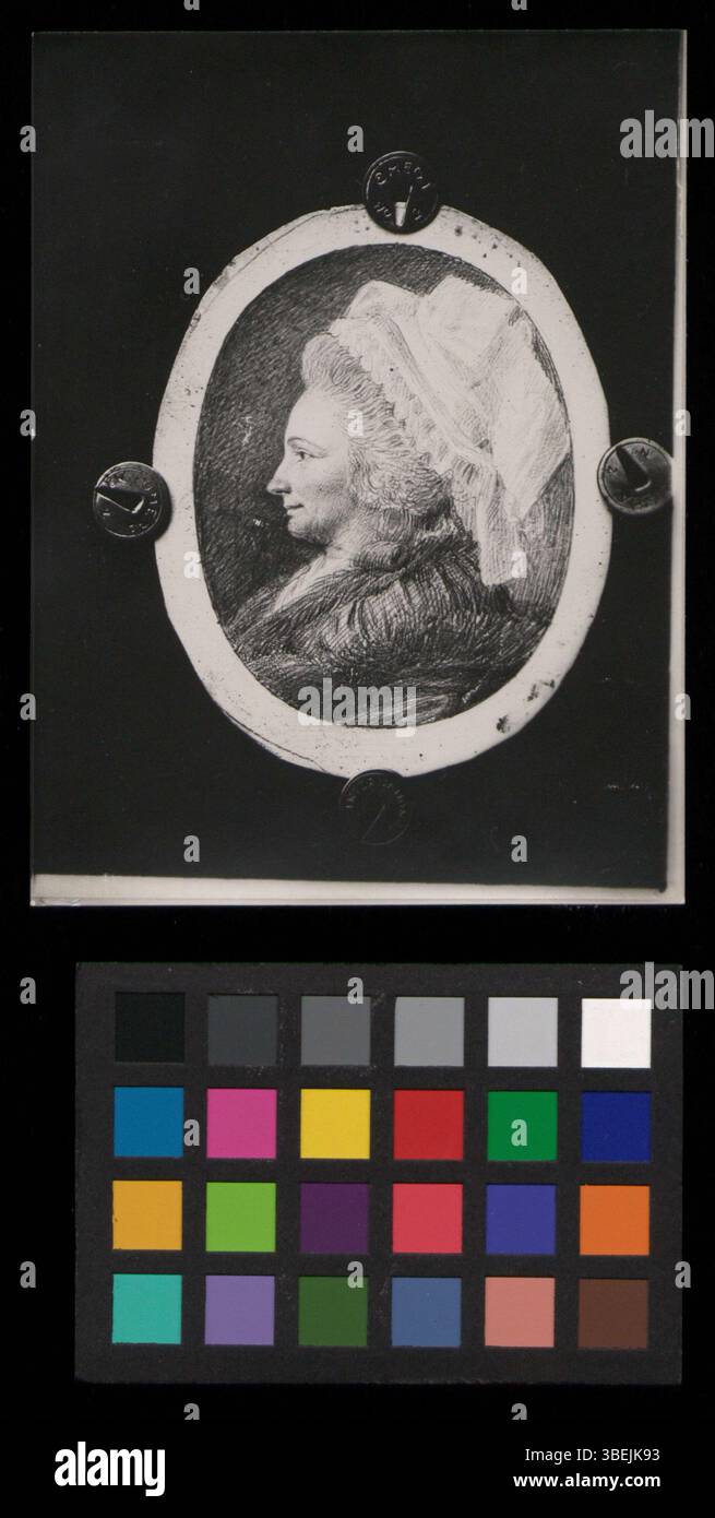 This black-and-white reproduction of a painting depicts Anna Burckhardt-Forcart, created between ...