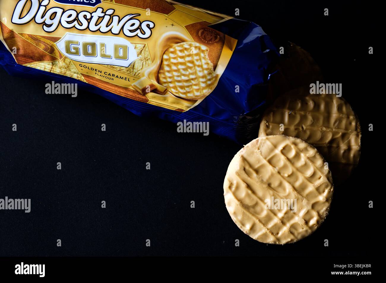 London UK, May 29 2025, A Packet Of McVities Digestive Gold Caramel ...