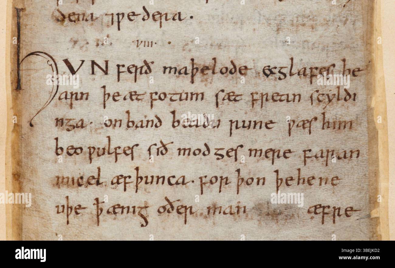 The first mention of Unferth, a character in *Beowulf*, appears in ...
