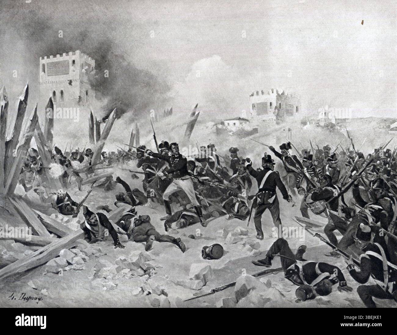 Henri Dupray's depiction of the Siege of Badajoz on 6 April 1812 ...