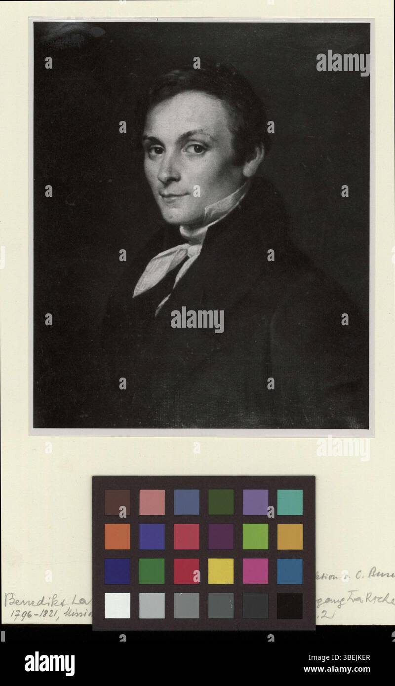 This black-and-white photograph of a portrait of Benedikt La Roche ...