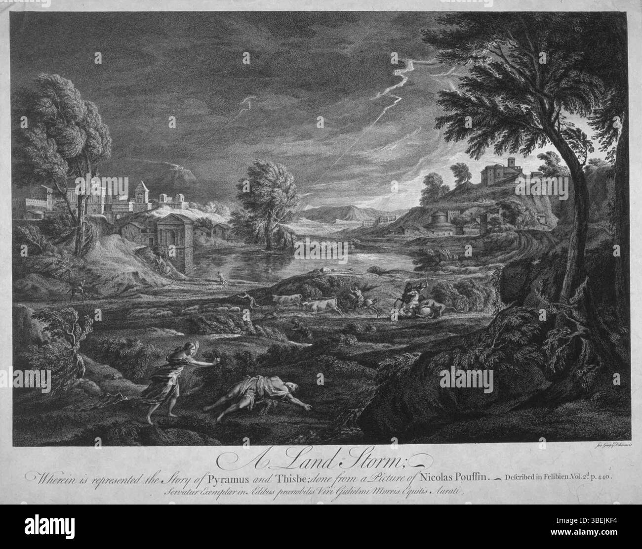 This artwork, titled 'A Land Storm,' depicts the tragic tale of Pyramus ...
