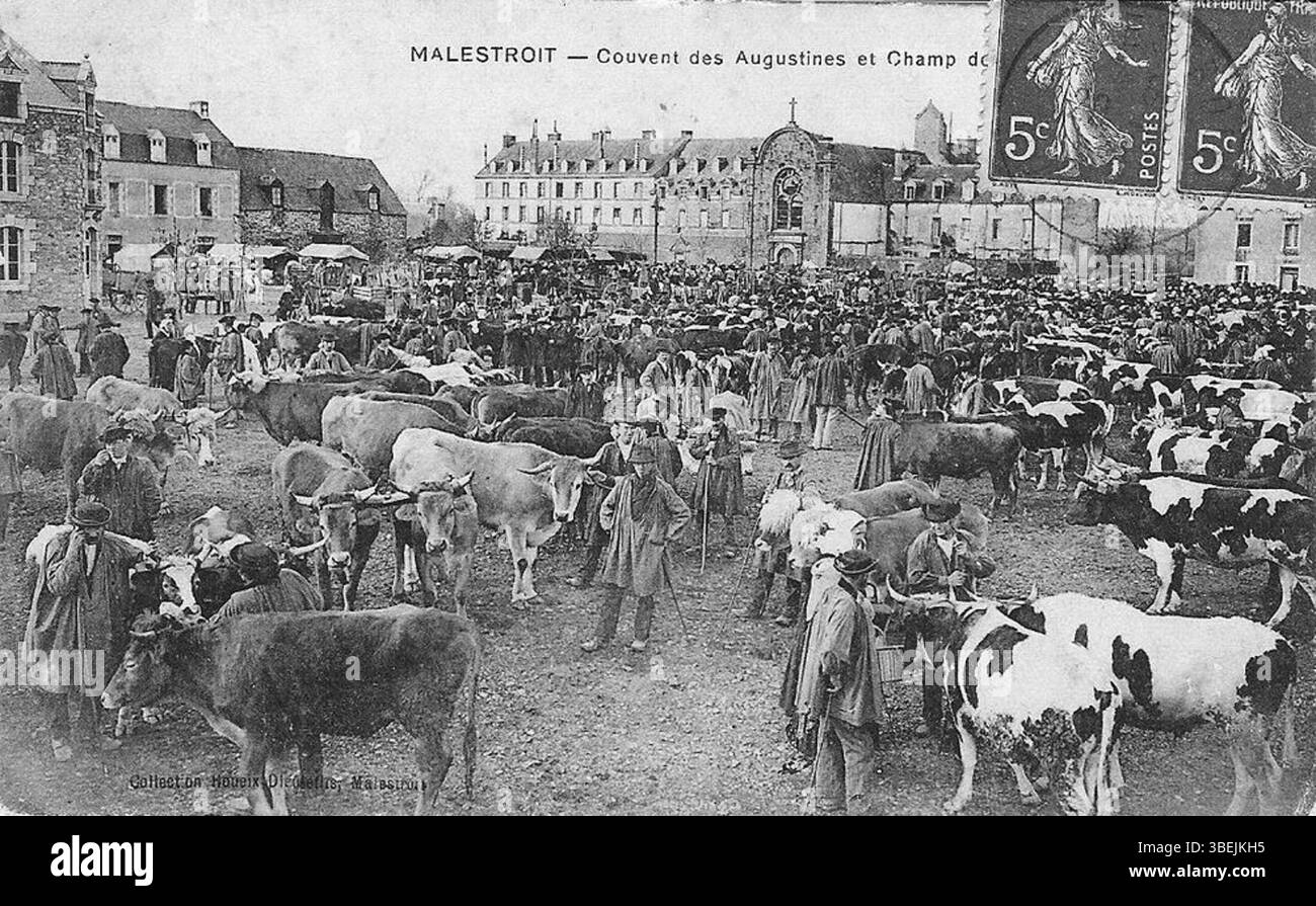 This image from circa 1925 shows the Malestroit fairground with the ...