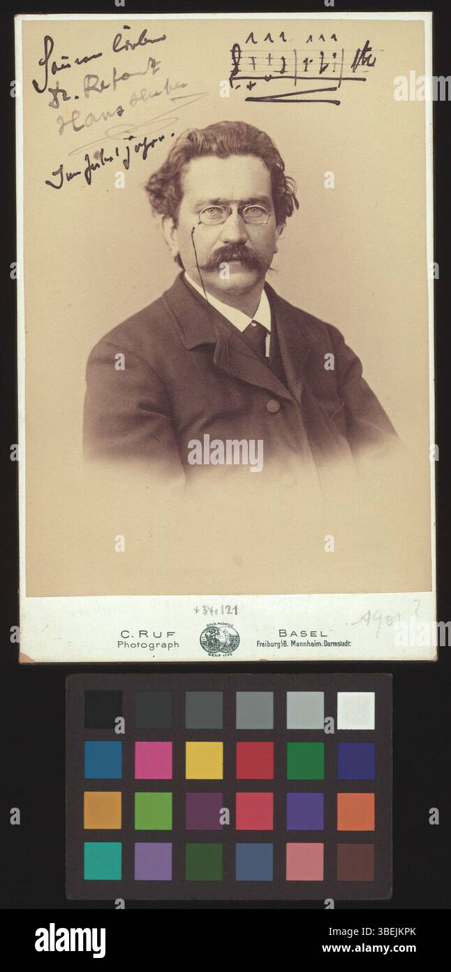 This black-and-white cabinet card photograph portrays Hans Huber, taken ...