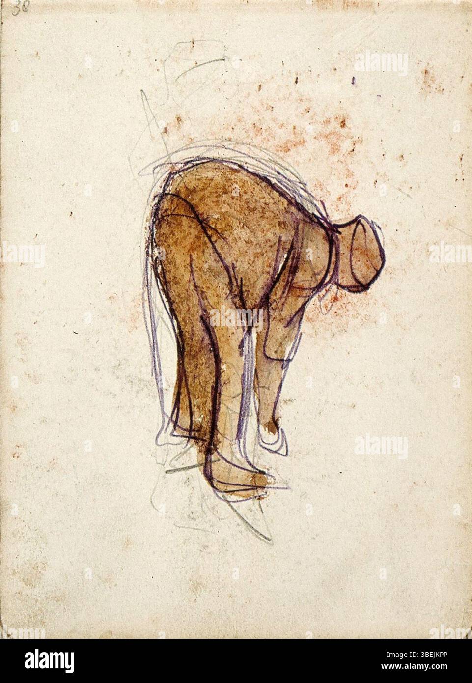 Theo van Doesburg's 1912 sketch titled 'A Man with a Cap Bending Over ...