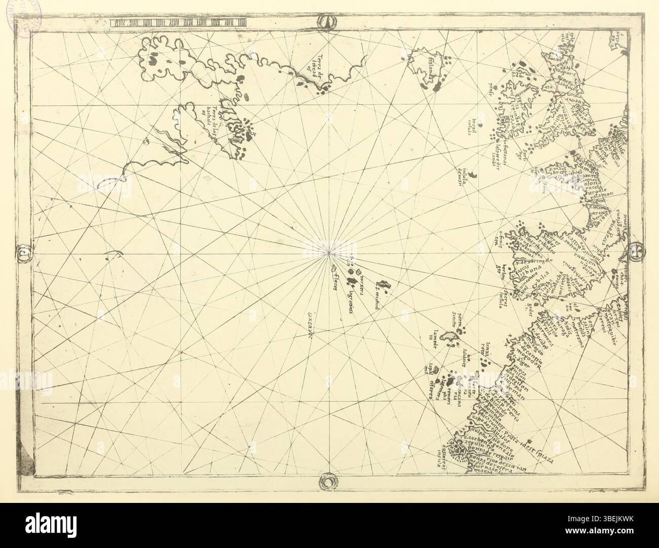 An early 16th-century portolan chart by Visconte Maggiolo, featuring a ...