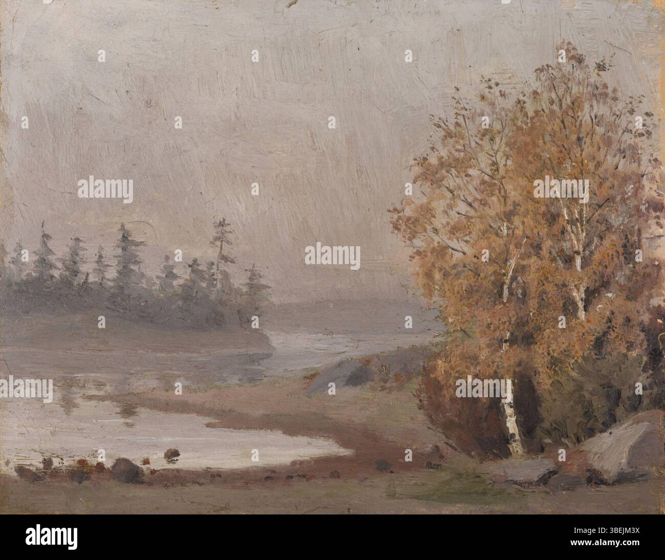 Edvard Munch’s 1880 painting 'River Landscape' portrays a serene ...