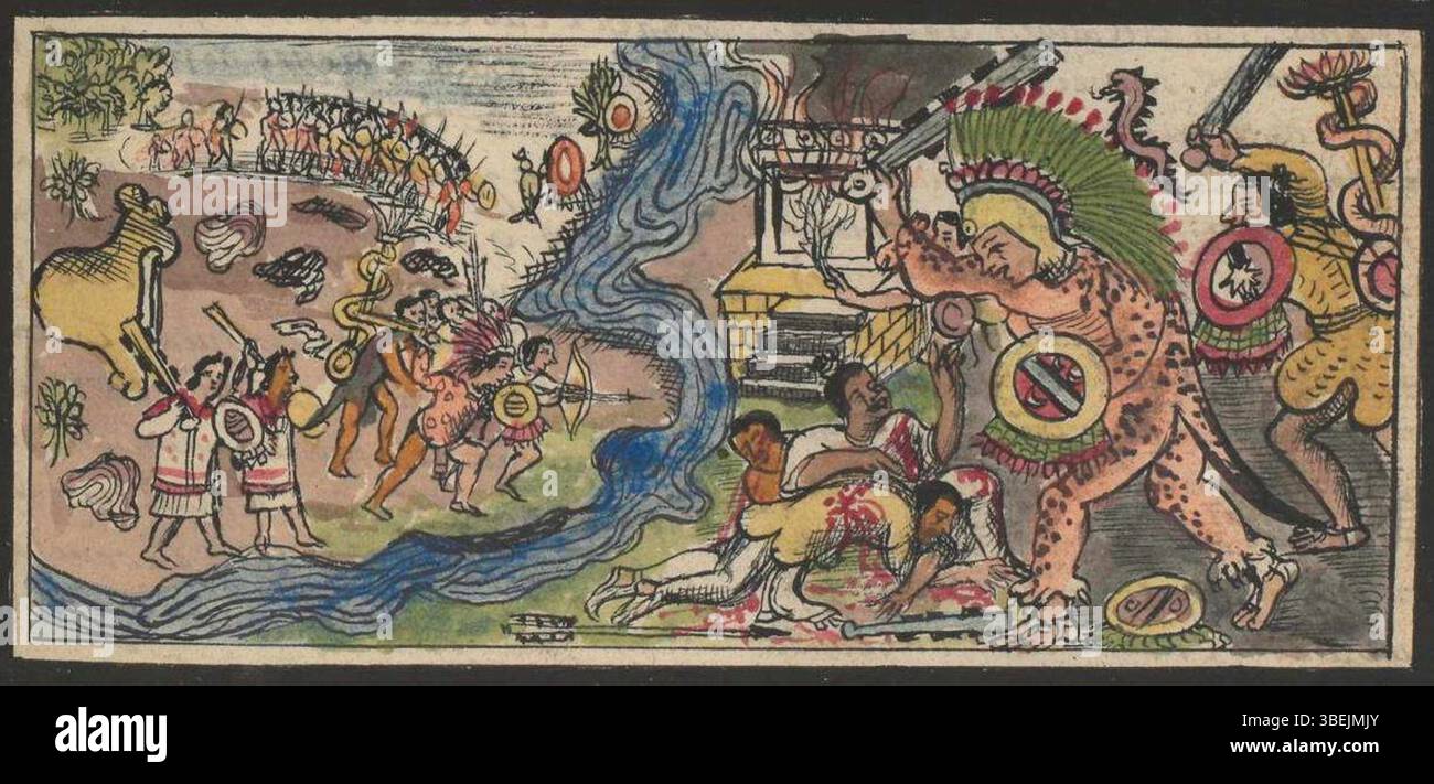 This 16th-century illustration from the Codex Durán depicts the Battle ...