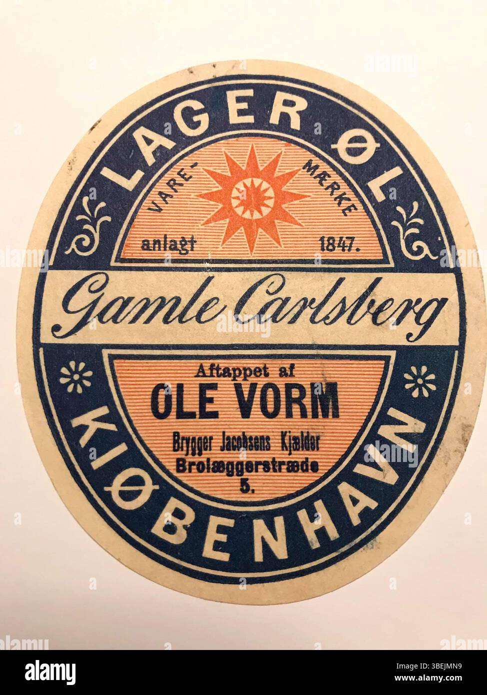 This 19th-century label for Gamle Carlsberg Lagerøl created by Ole Vorm ...