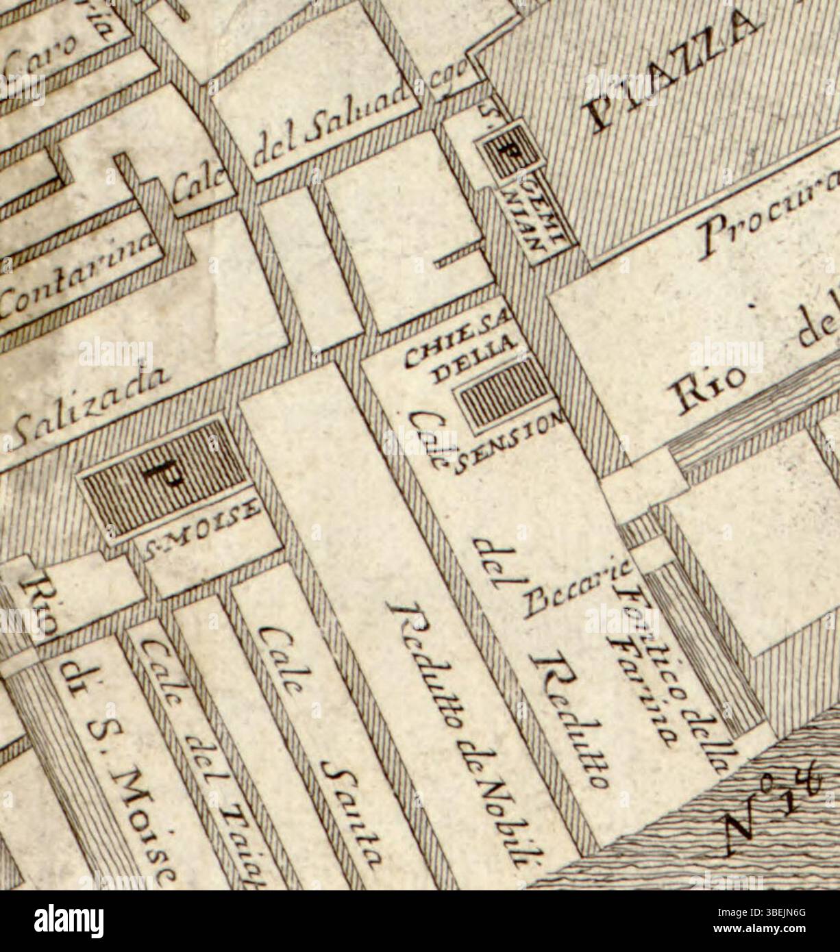 This 1730 map by Ludovico Ughi illustrates the position of the Santa ...