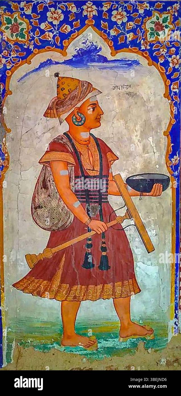 This mural depicts Gopichand Nath, a figure from Hindu mythology ...
