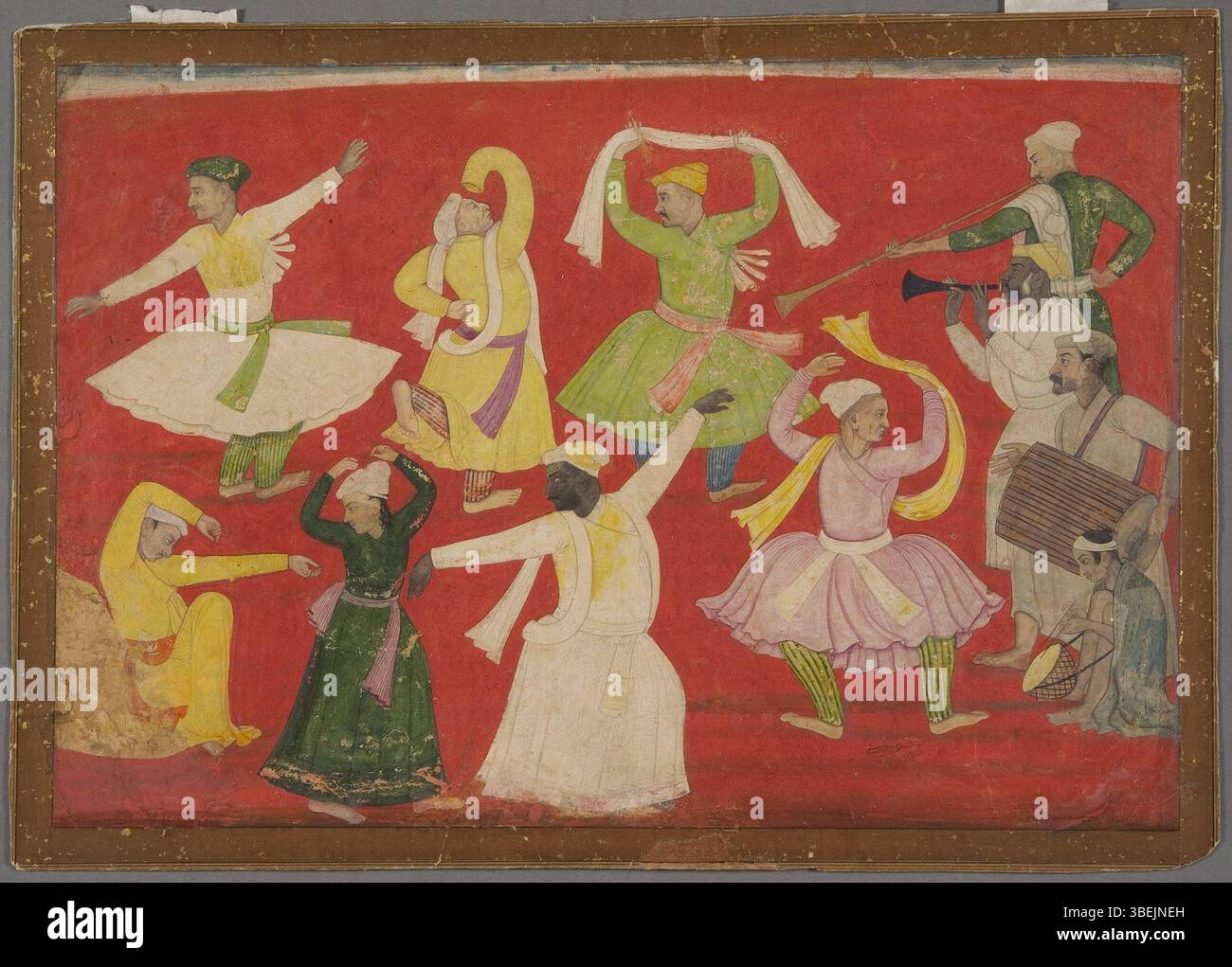 'Dancing Villagers' is a watercolor attributed to Pandit Seu of Guler ...