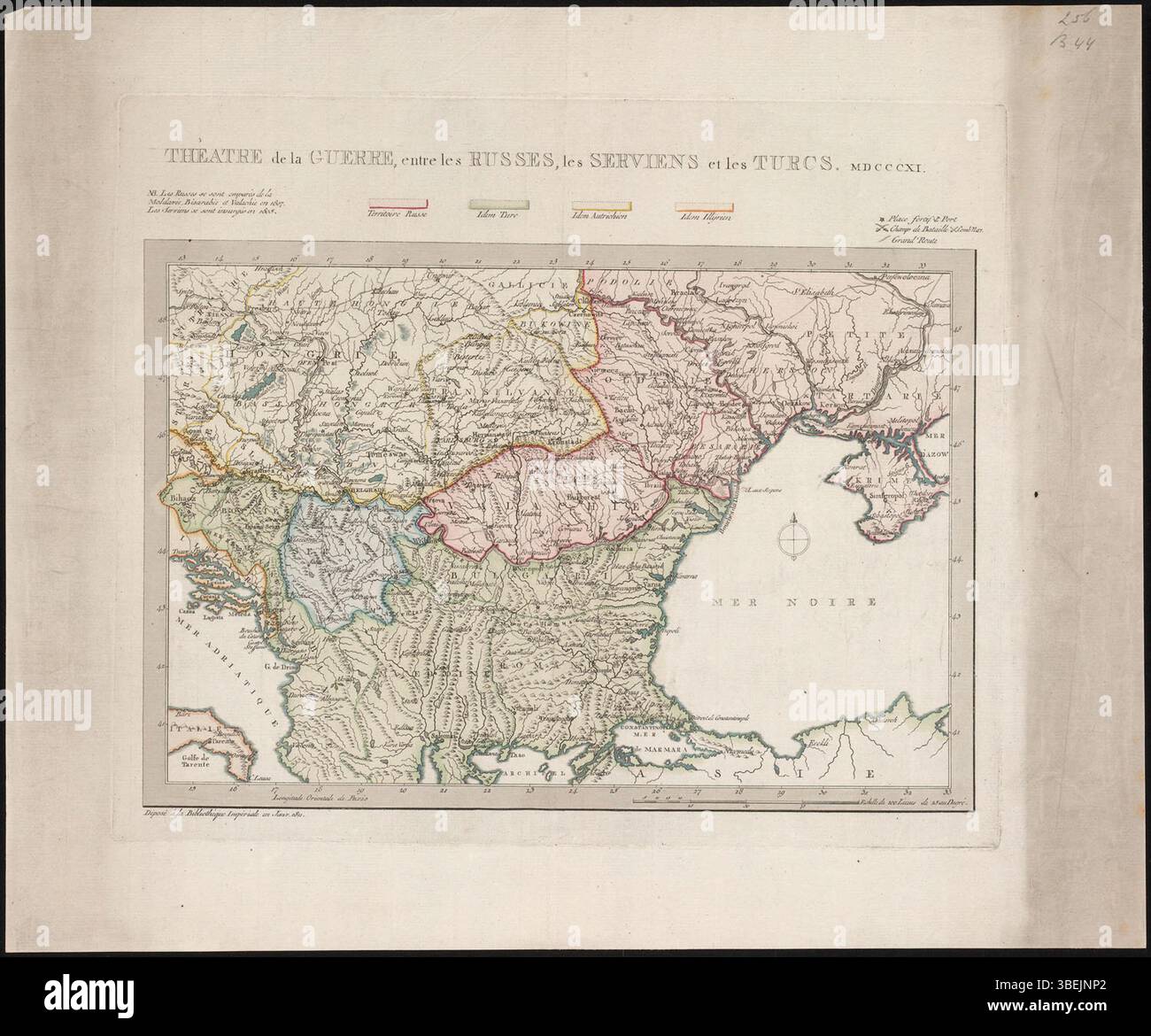 This 1811 map illustrates the theater of war between Russia, Serbia ...