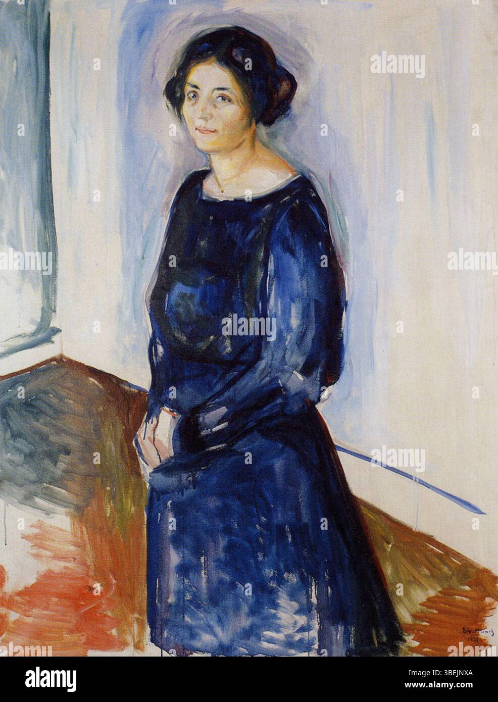 This painting, created by Edvard Munch in 1921, portrays Inger Barth ...