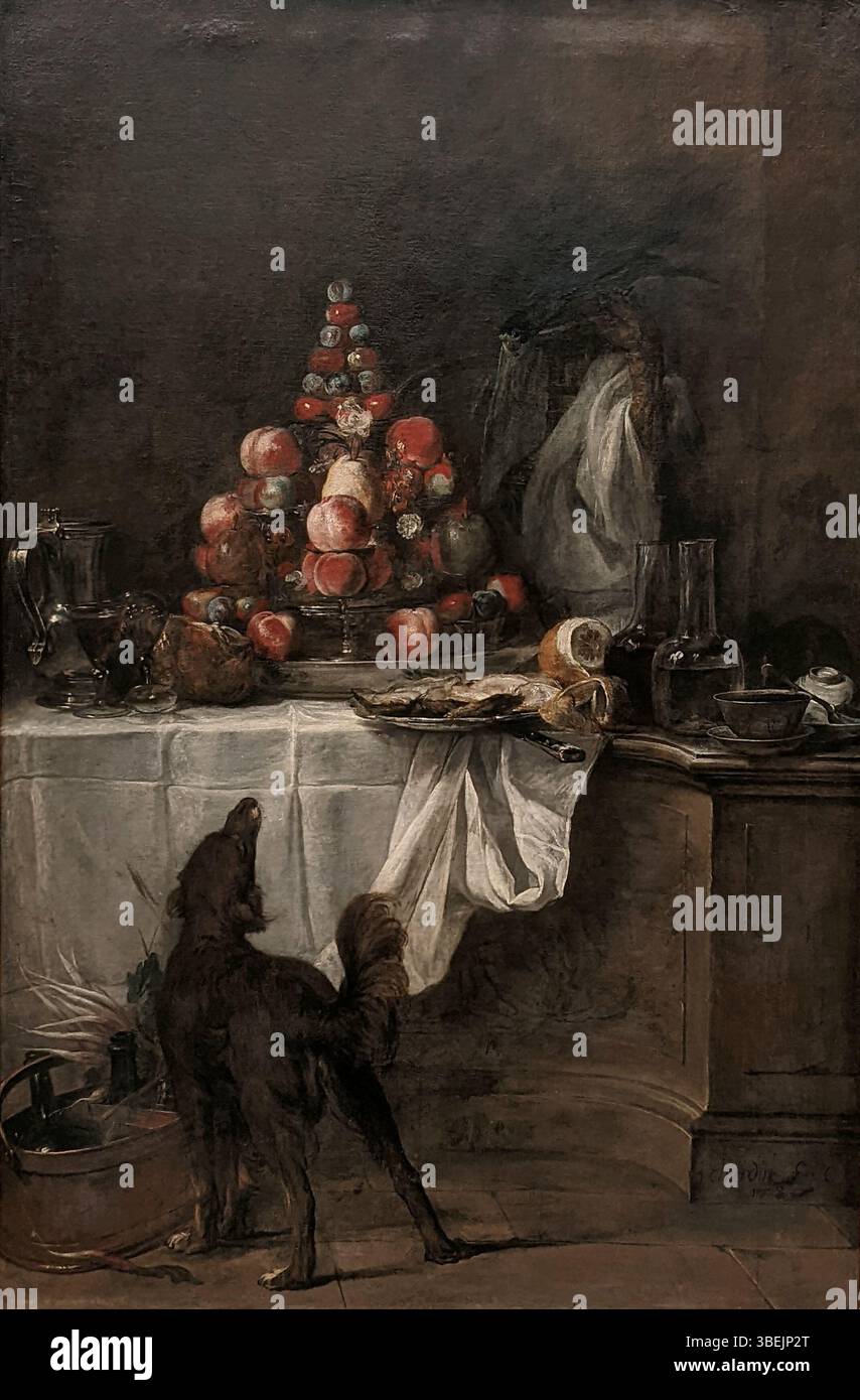 Jean-Baptiste-Siméon Chardin's 'Le Buffet' (1728) presents a still life ...