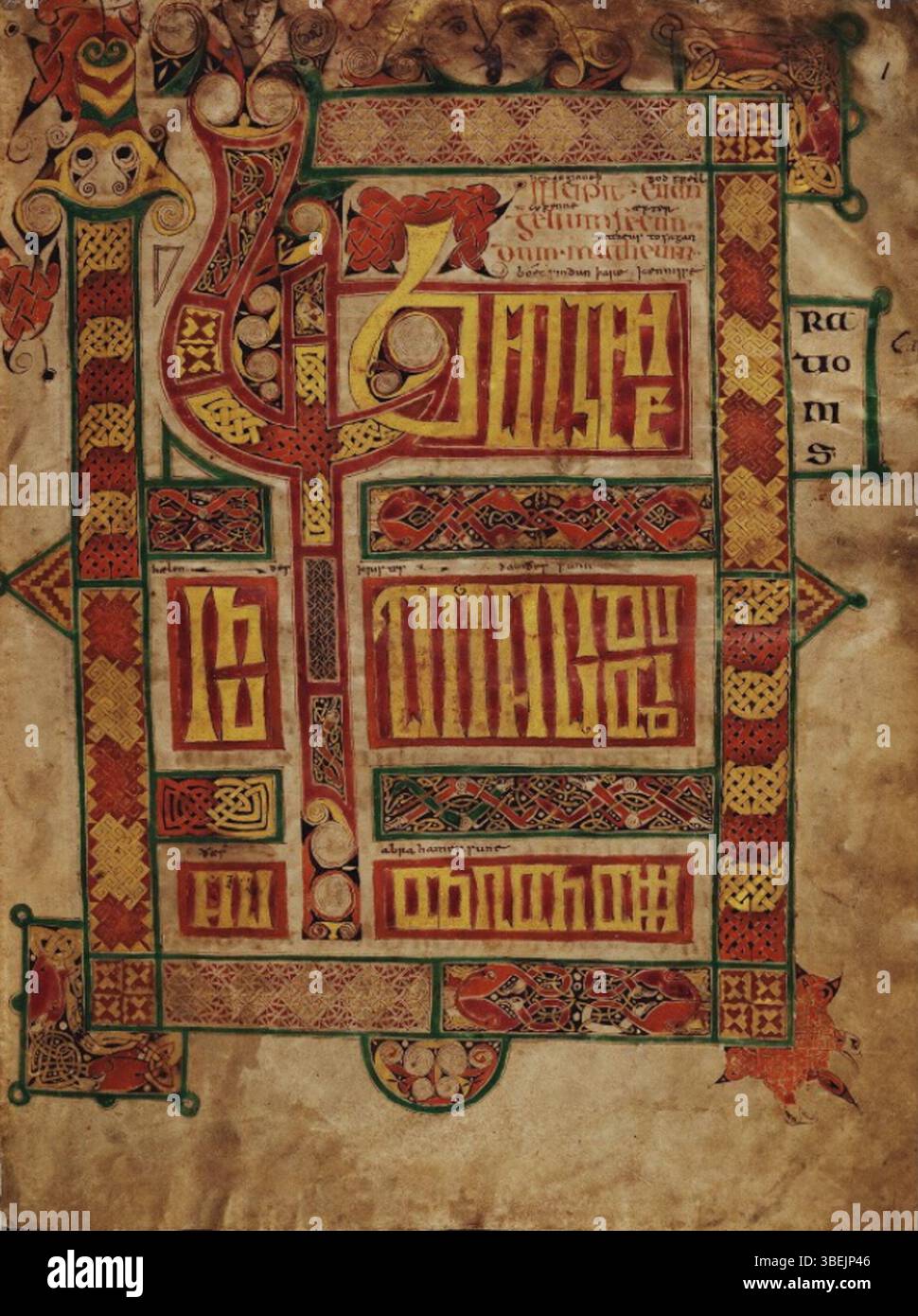 Folio 1r from the Macregol Gospels (or Rushworth Gospels), a 9th ...