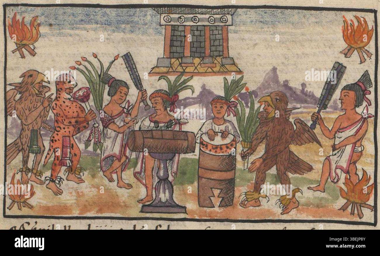 The illustration from the *Codex Durán* (16th century) depicts the ...