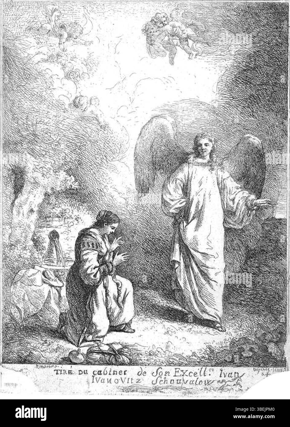 'Annunciation,' a print by J.J. Langrenee, features the biblical scene ...