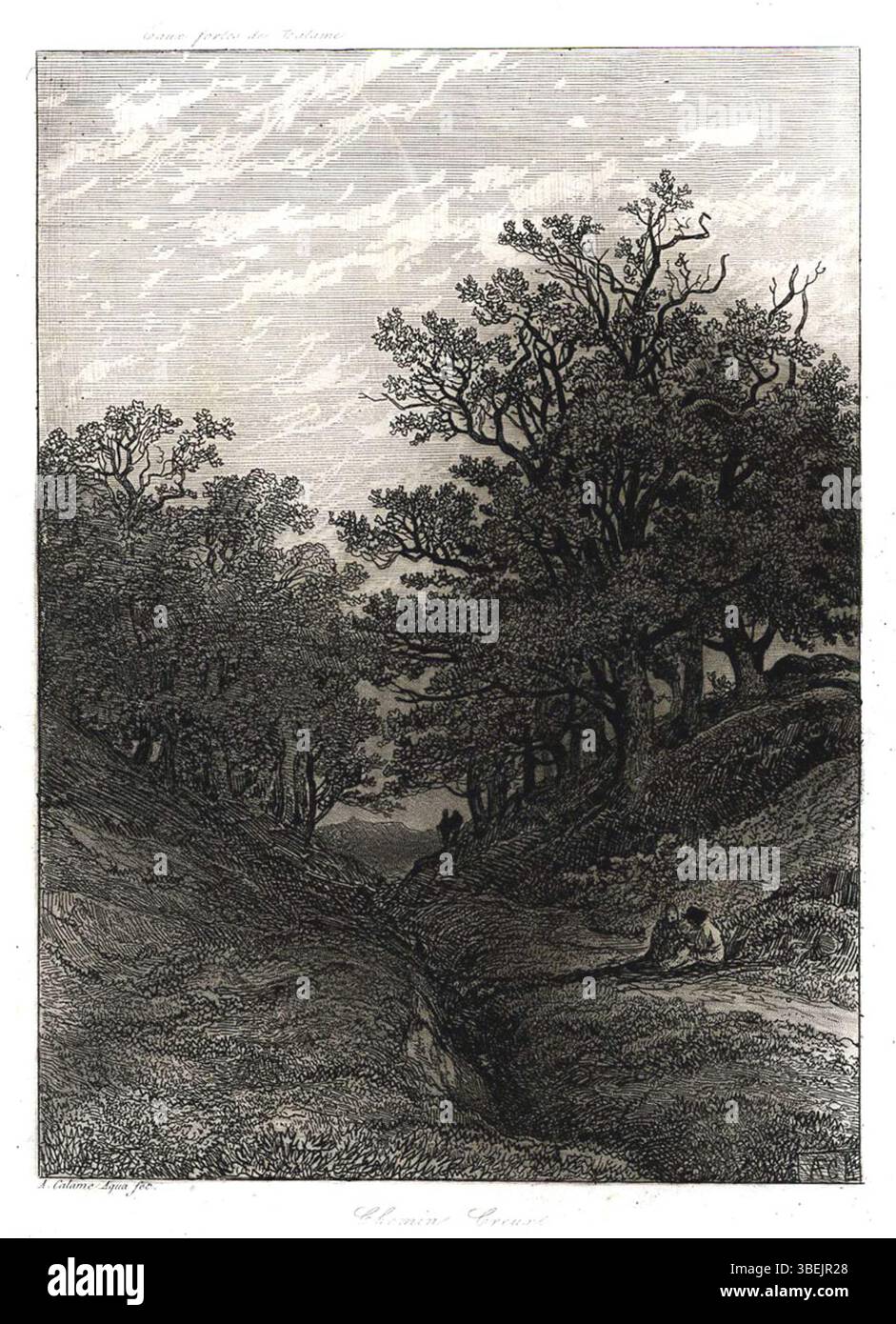 This artwork by Alexandre Calame depicts a walking path lined with ...