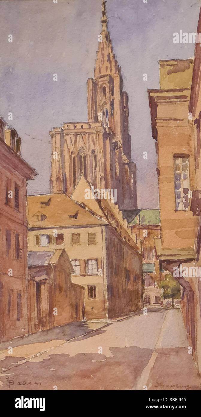 Fritz Beblo's watercolor titled 'Cathédrale de Strasbourg' was created ...