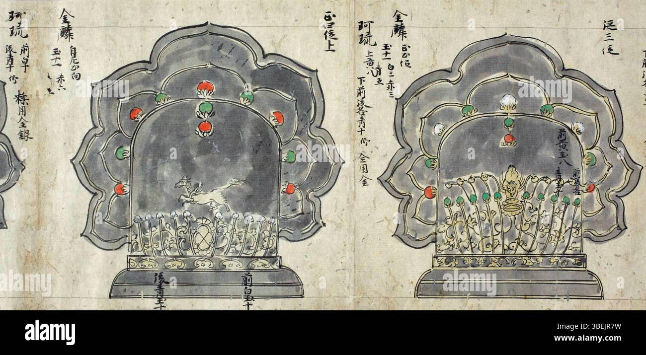 This artwork depicts ceremonial crowns of the junior third rank and ...