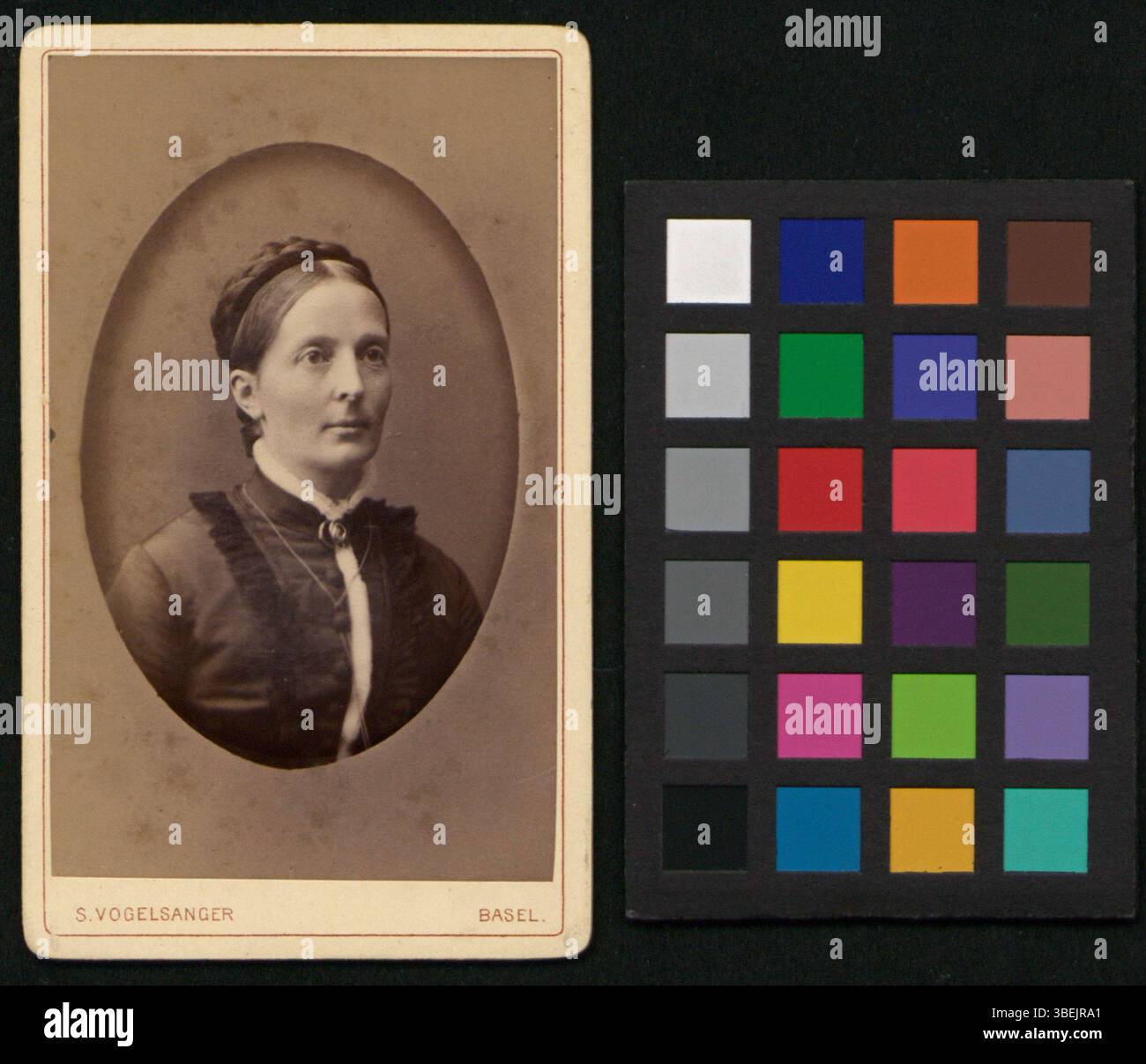 A black-and-white cabinet card photograph of Emma Preiswerk-Schäfer ...