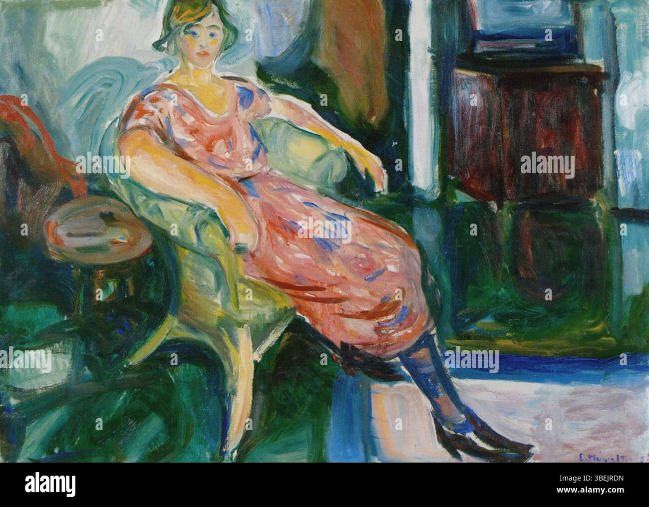 *Model in Wicker Chair* (1924–1925) by Edvard Munch depicts a seated ...