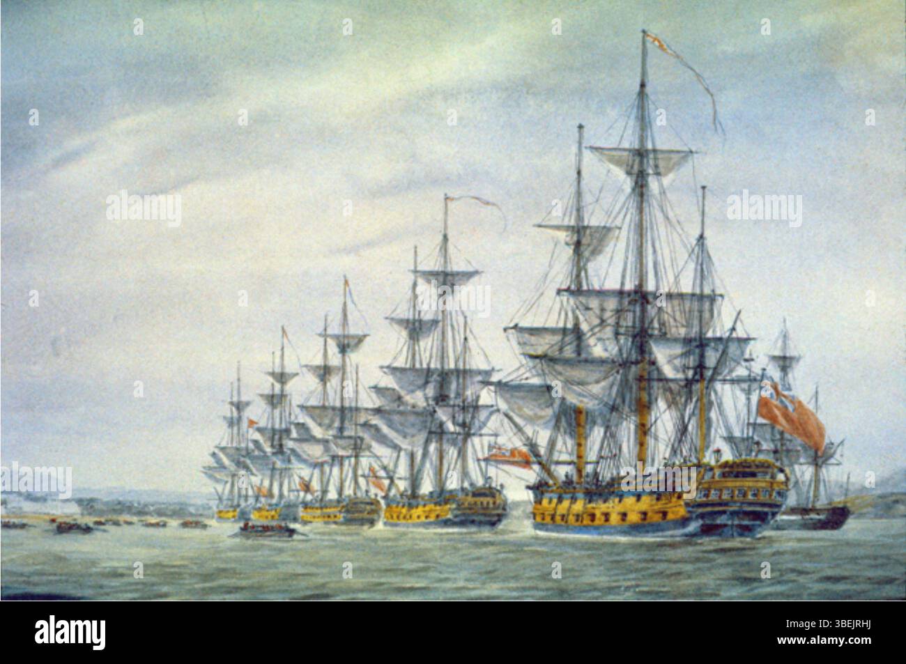 Irwin John Bevan's painting depicts the British attack on Rhode Island ...