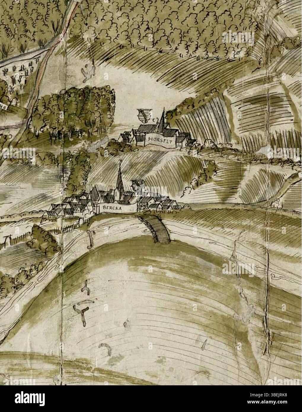 This map, dating from around 1600, depicts Berka/Werra and Horschlitt ...