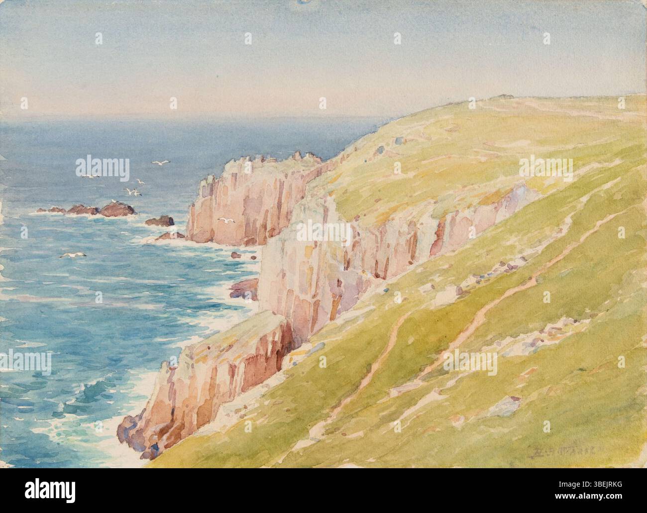 A 1928 watercolor painting by Harold Broadfield Warren depicting the ...