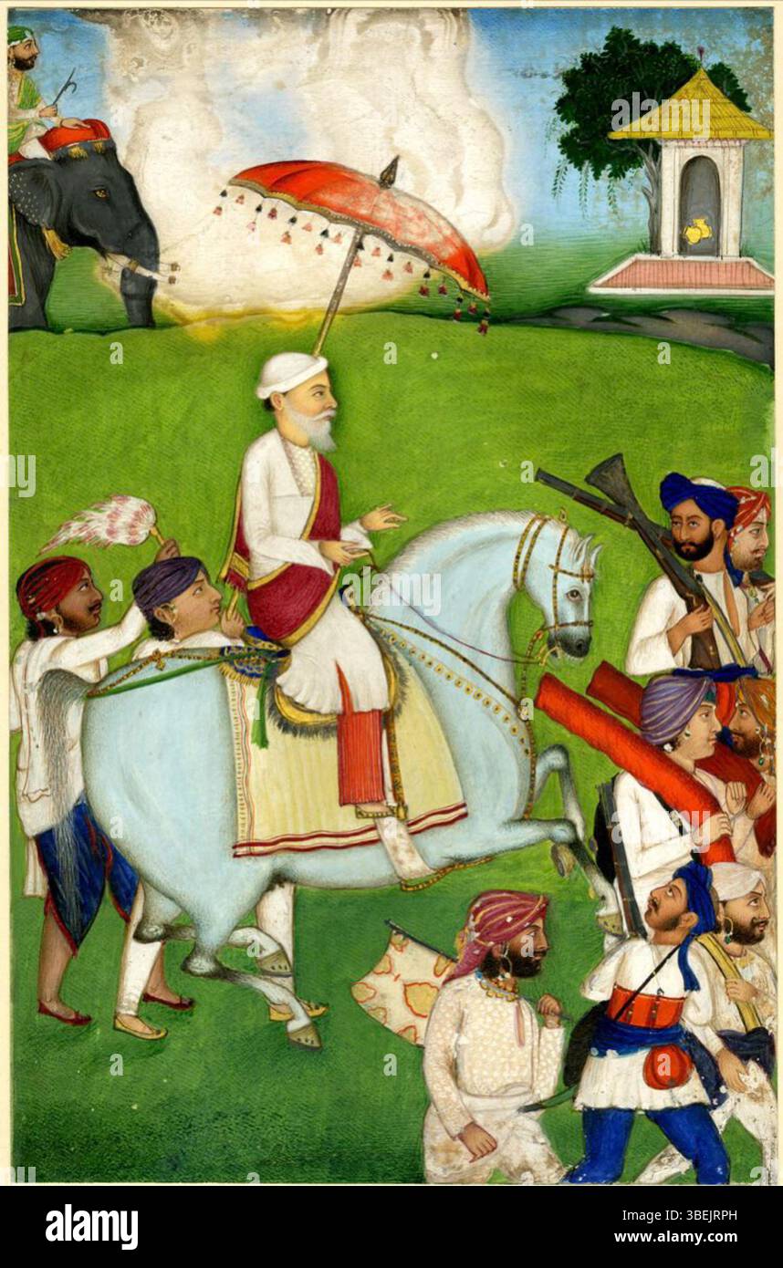 19th-century equestrian painting showing Diwan Dina Nath mounted on ...