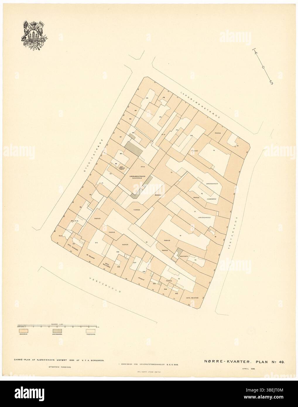 Map titled 'Carré-Planer af Kjøbenhavn Nørre - Kvarter', Plan No. 49 ...