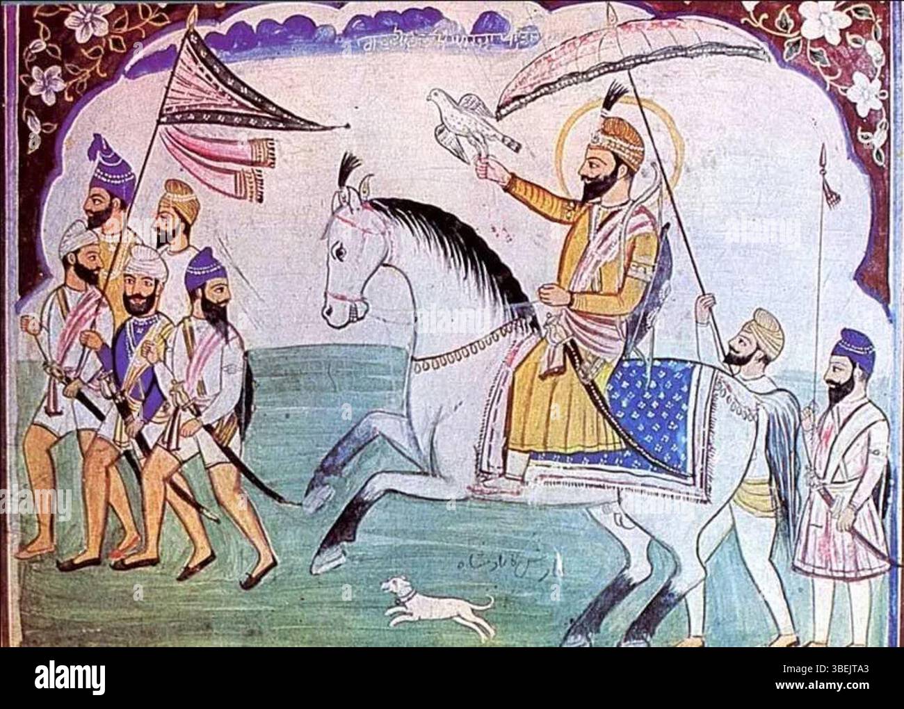 This 19th-century mural fresco depicts Guru Gobind Singh, the tenth ...