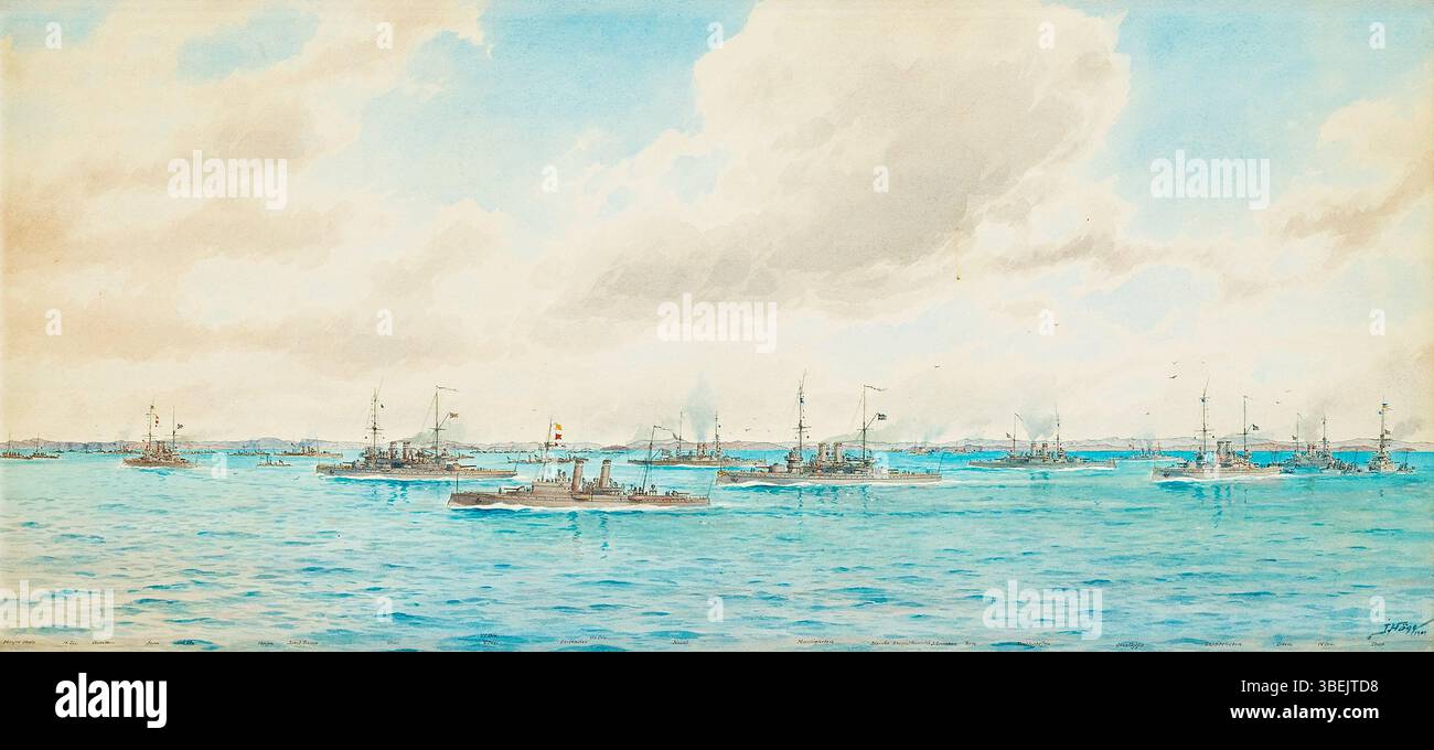 Swedish coastal fleet ships assembled on the west coast in 1905 to ...