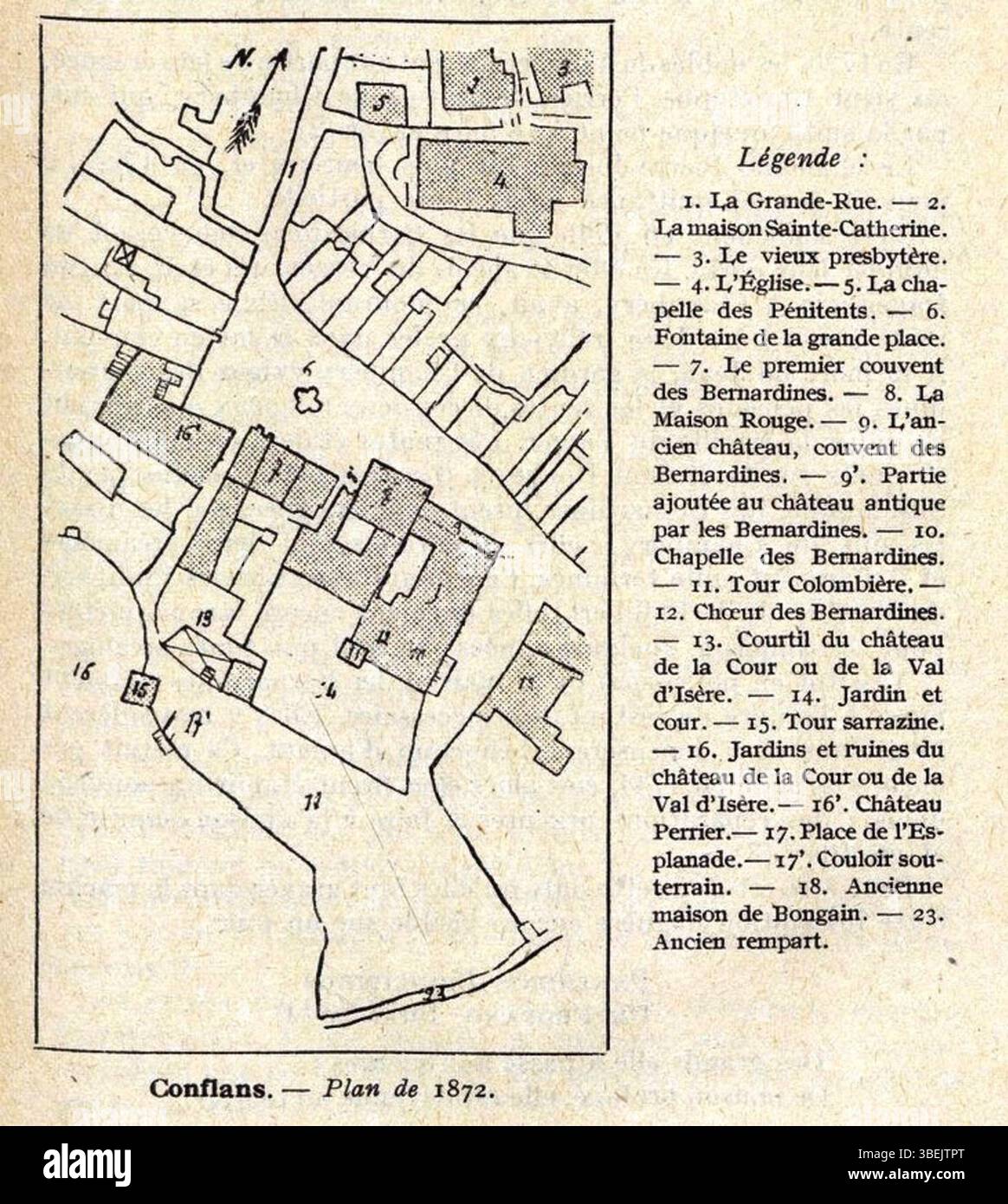 This 1872 map depicts Conflans, illustrating the growth and development ...